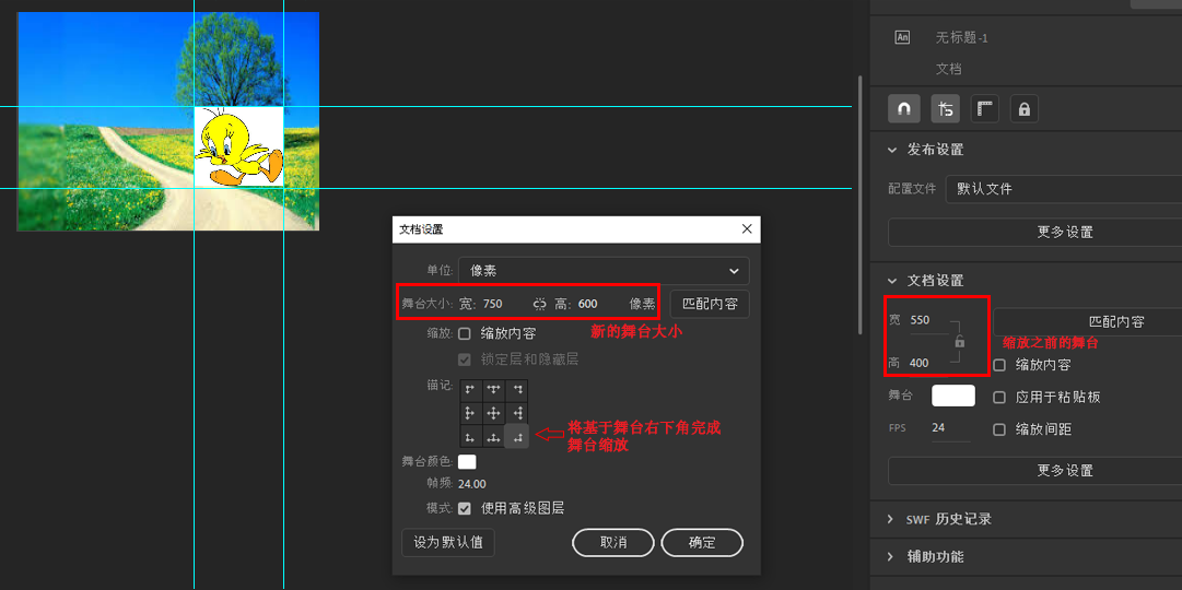 使用 Animate 的舞台和工具面板