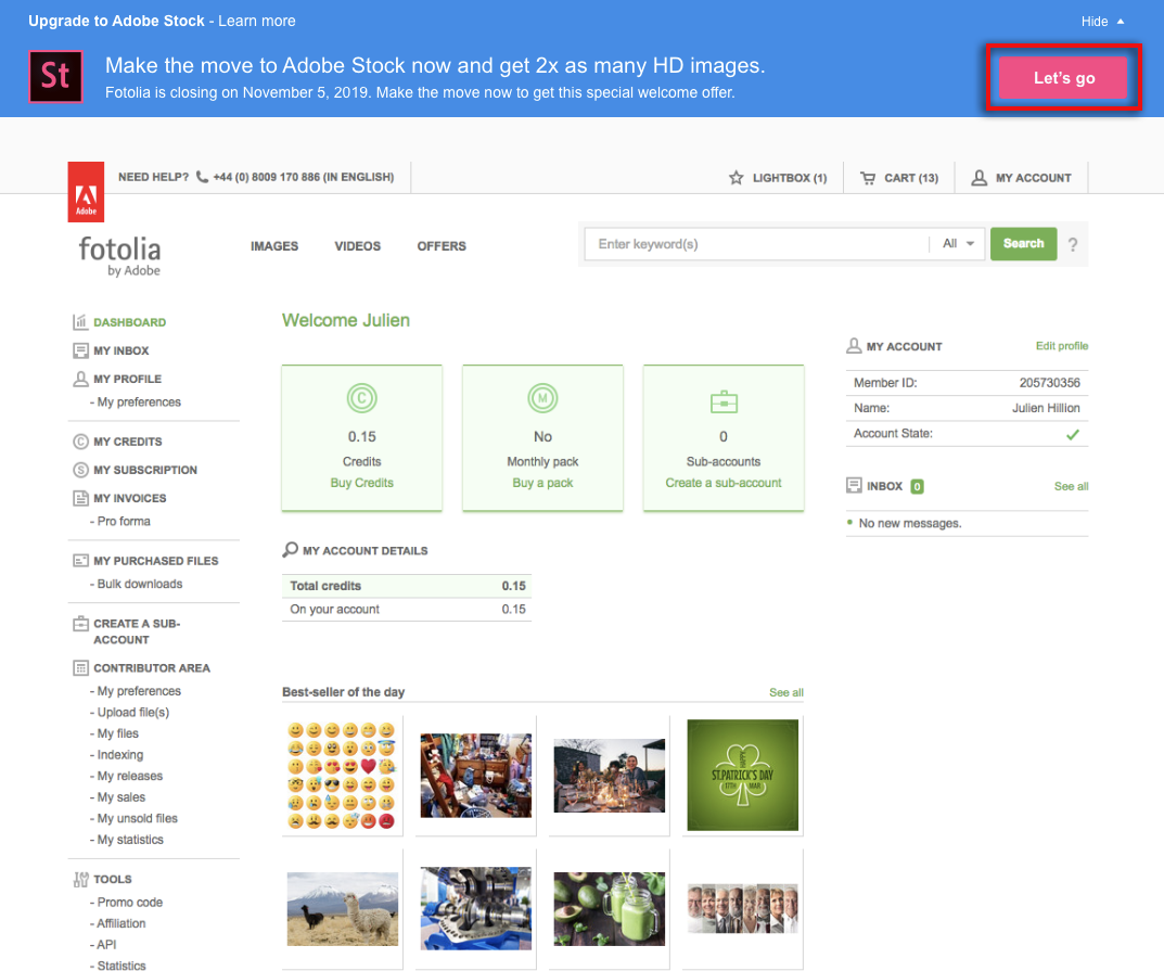 开始使用 Adobe Stock for Fotolia 会员身份