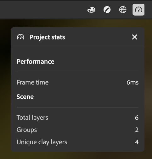 The Project stats panel