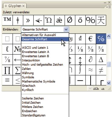 Adobe InDesign * Glyphen und Sonderzeichen