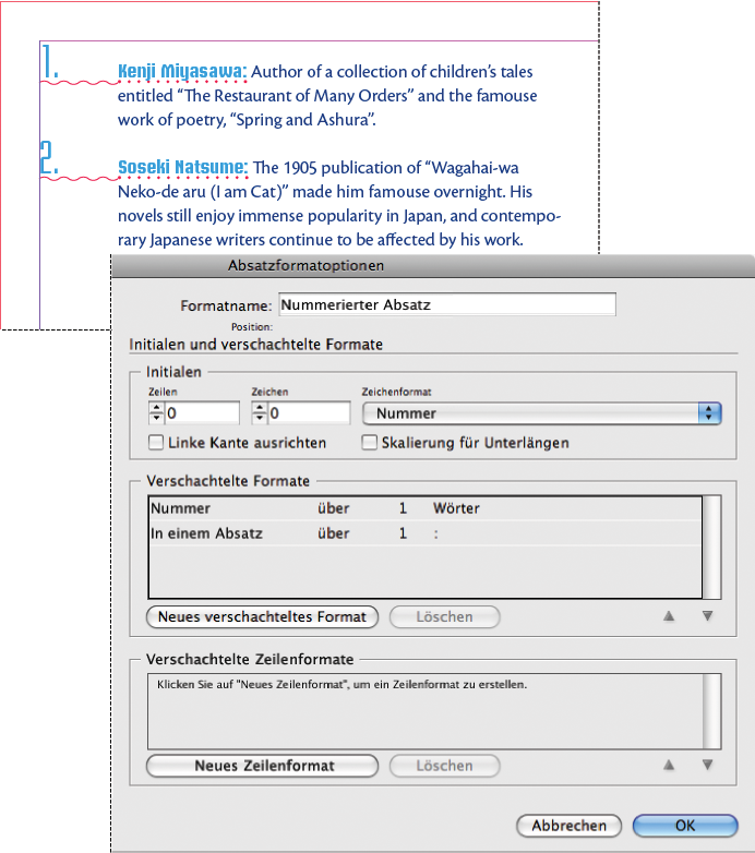 Adobe InDesign * Initialen und verschachtelte Formate
