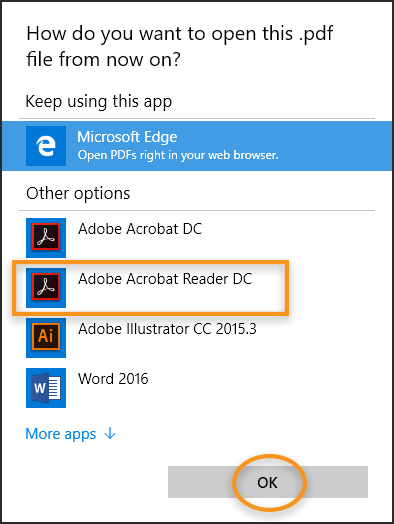 Windows 10 에서 PDF 파일이 항상 Acrobat 또는 Reader에서 열리도록 연결