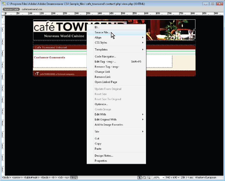How to use toolbars, inspectors, and context menus in Dreamweaver
